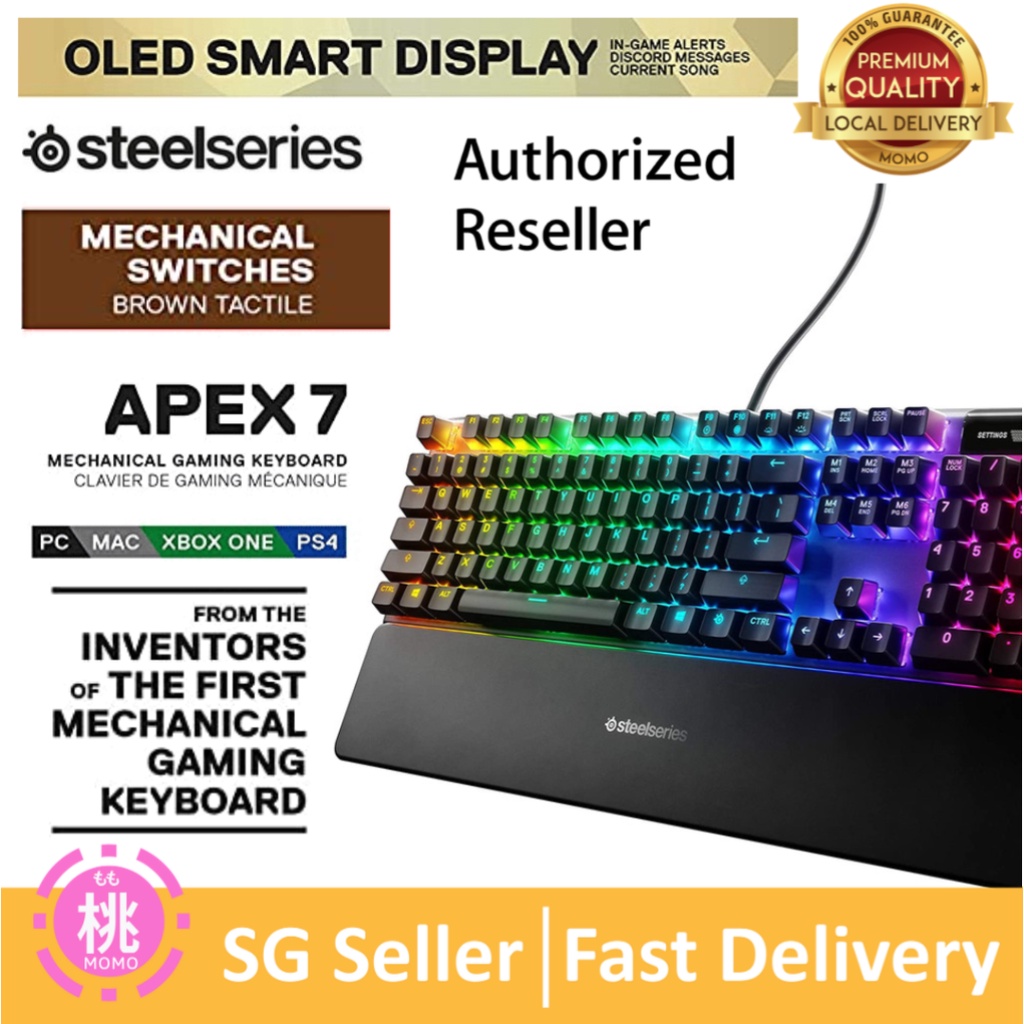 SteelSeries APEX 7 Mechanical Gaming Keyboard OLED Smart Display USB ...