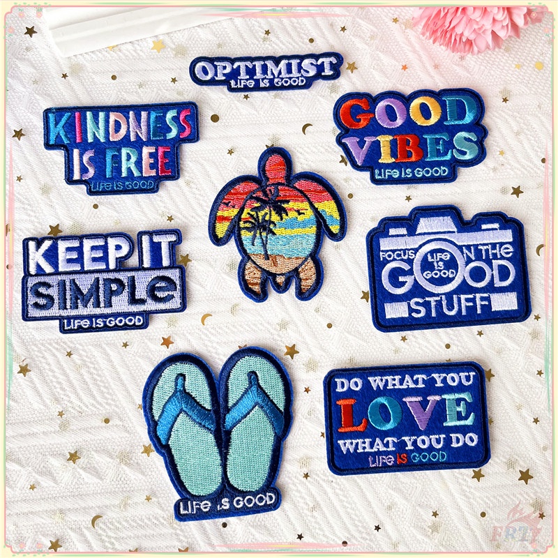 Life Is Good - Good Vibes Iron-On Patch ♚ 1Pc Keep It Simple DIY Sew on Iron on Badges Patches（8 ...