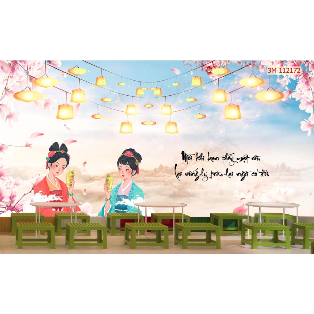 3d wall murals to decorate milk tea cafes and lemon tea shops, pre ...