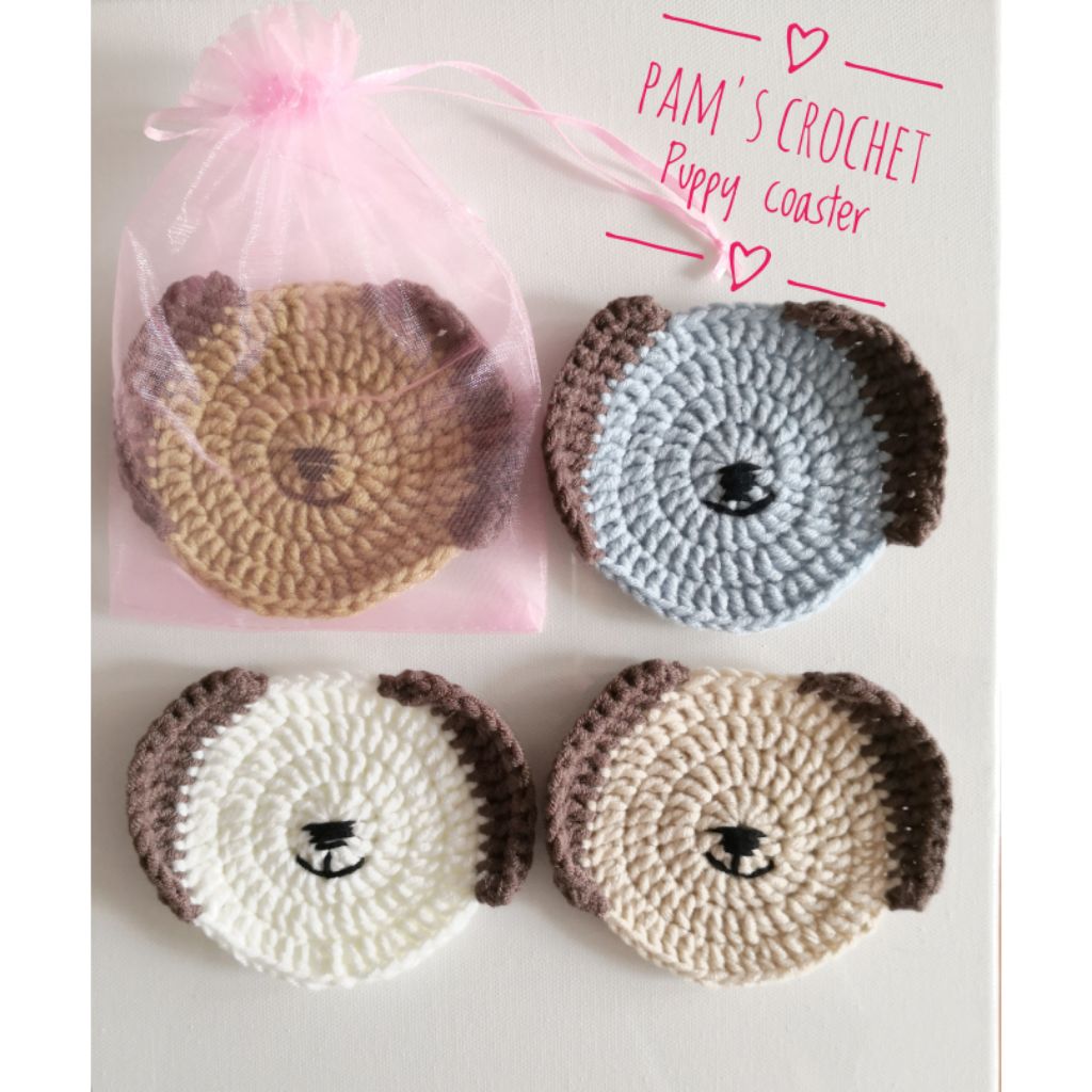 Crochet puppy/dog coaster | Shopee Singapore