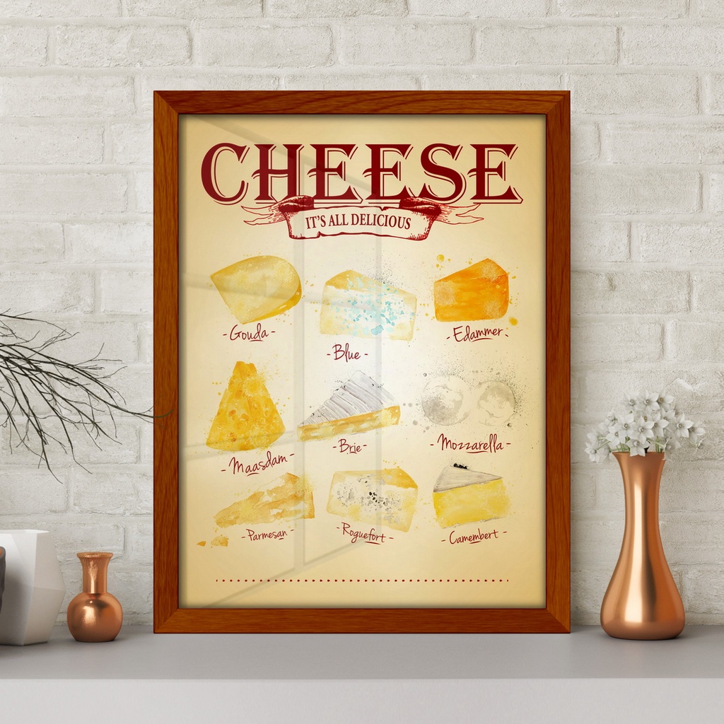 Cheese Menu - Brown Kitchen Art Decor Poster | Shopee Singapore