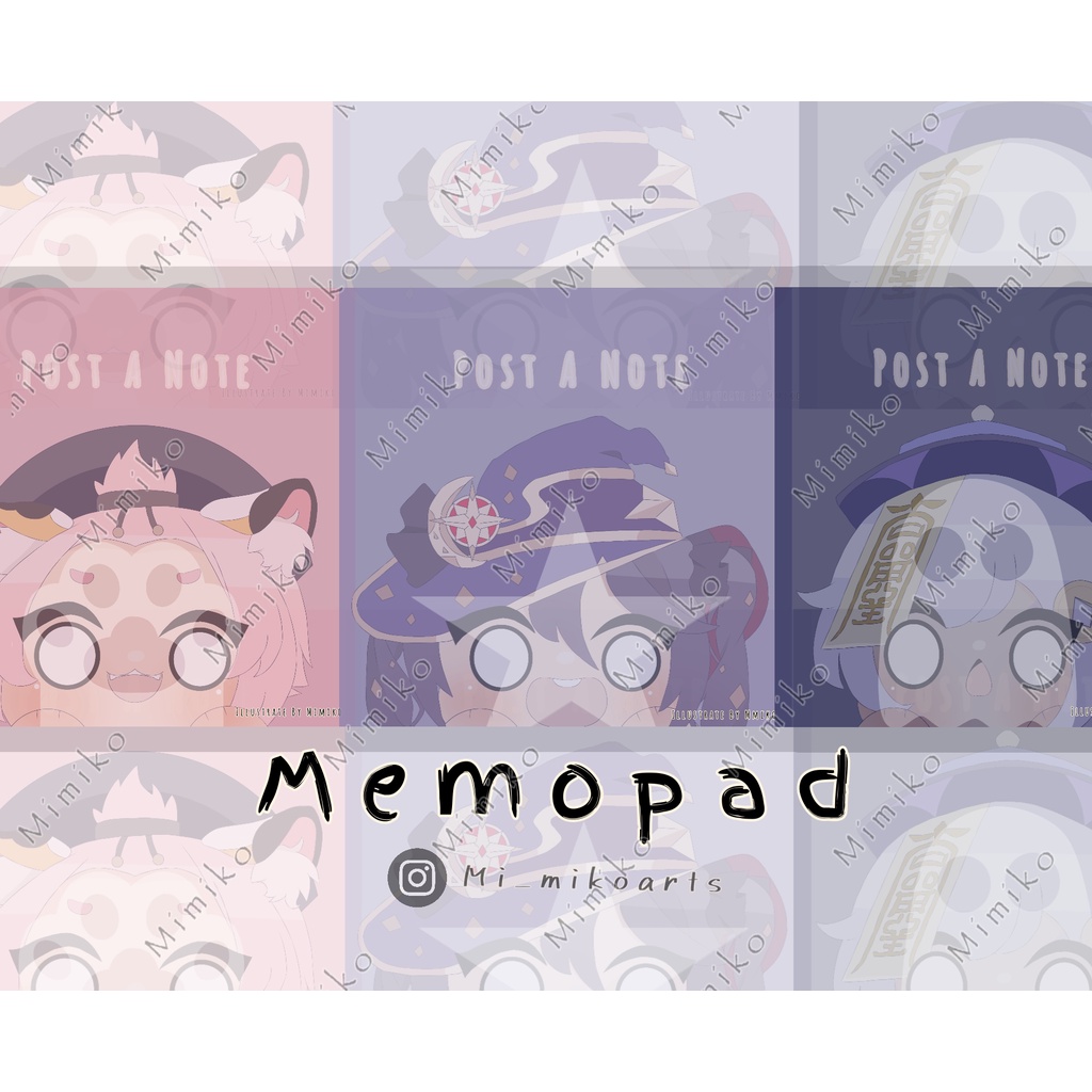 Genshin impact Memopad Notepad Diona Mona Qiqi 75gsm 80 sheets | Shopee ...