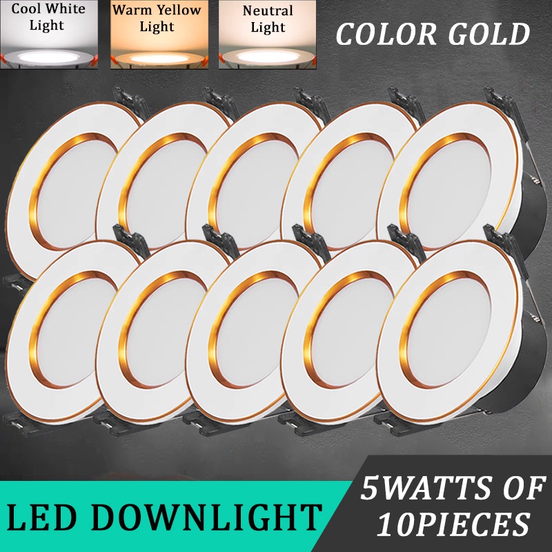 3 Up To 10 Pieces Of Gold LED Downlight 5W Ceiling Panel Pin Light 220V ...