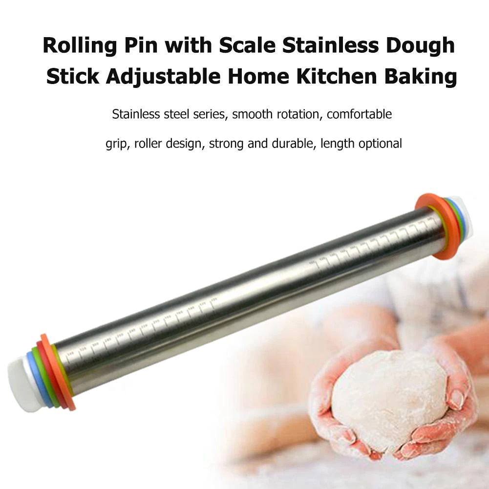 【SG ReadyStock】Adjustable Stainless Rolling Pin with Scale Dough Stick ...