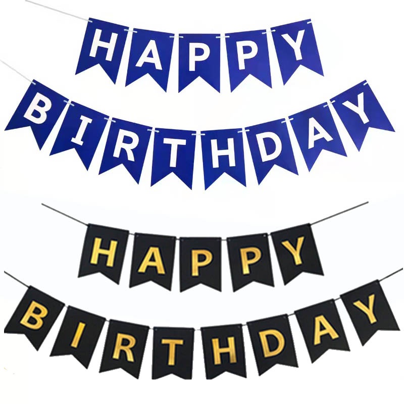 13pcs/set Ink Blue Happy Birthday Banner Birthday Party Decorations ...