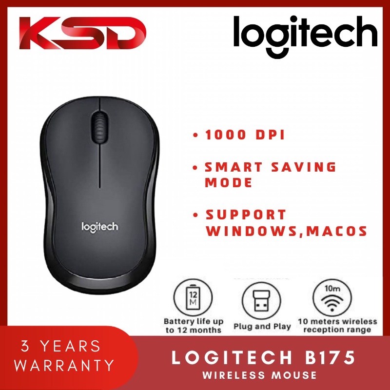 Logitech B175 Black Wireless USB Optical Mouse Wireless Computer Mouse | Shopee Singapore