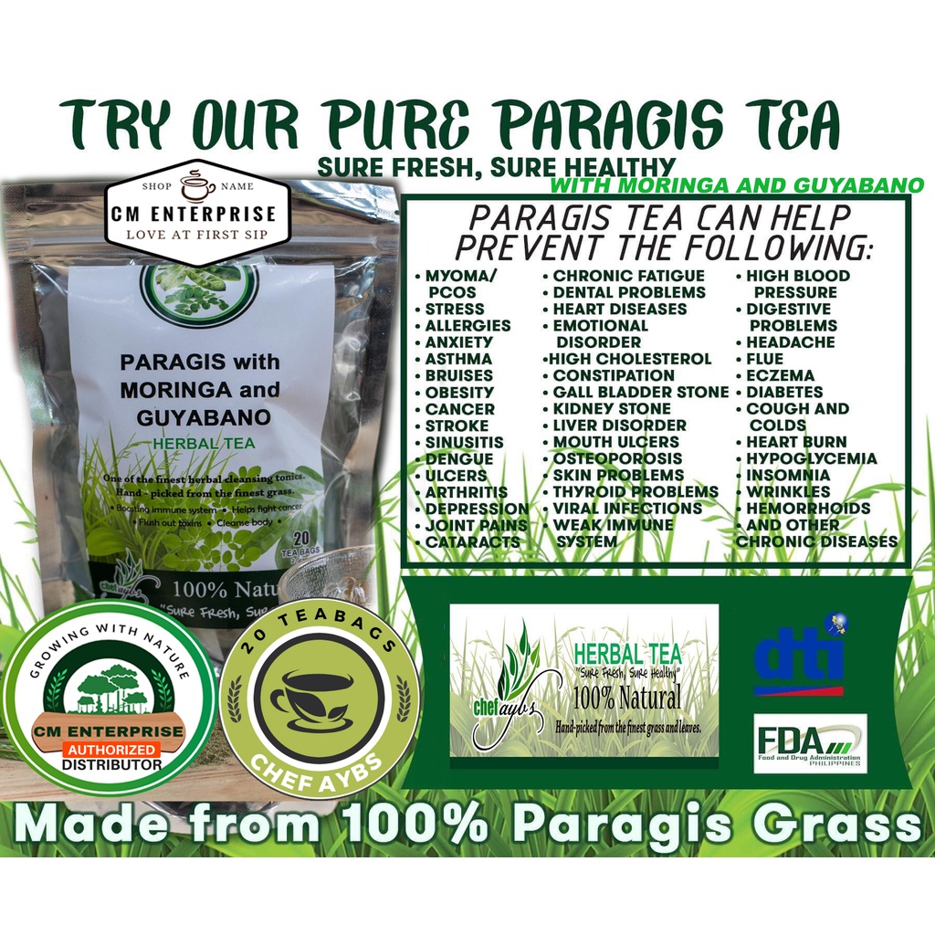 Paragis Tea with Moringa and Guyabano 20 Tea Bags by Chef Aybs | Shopee ...