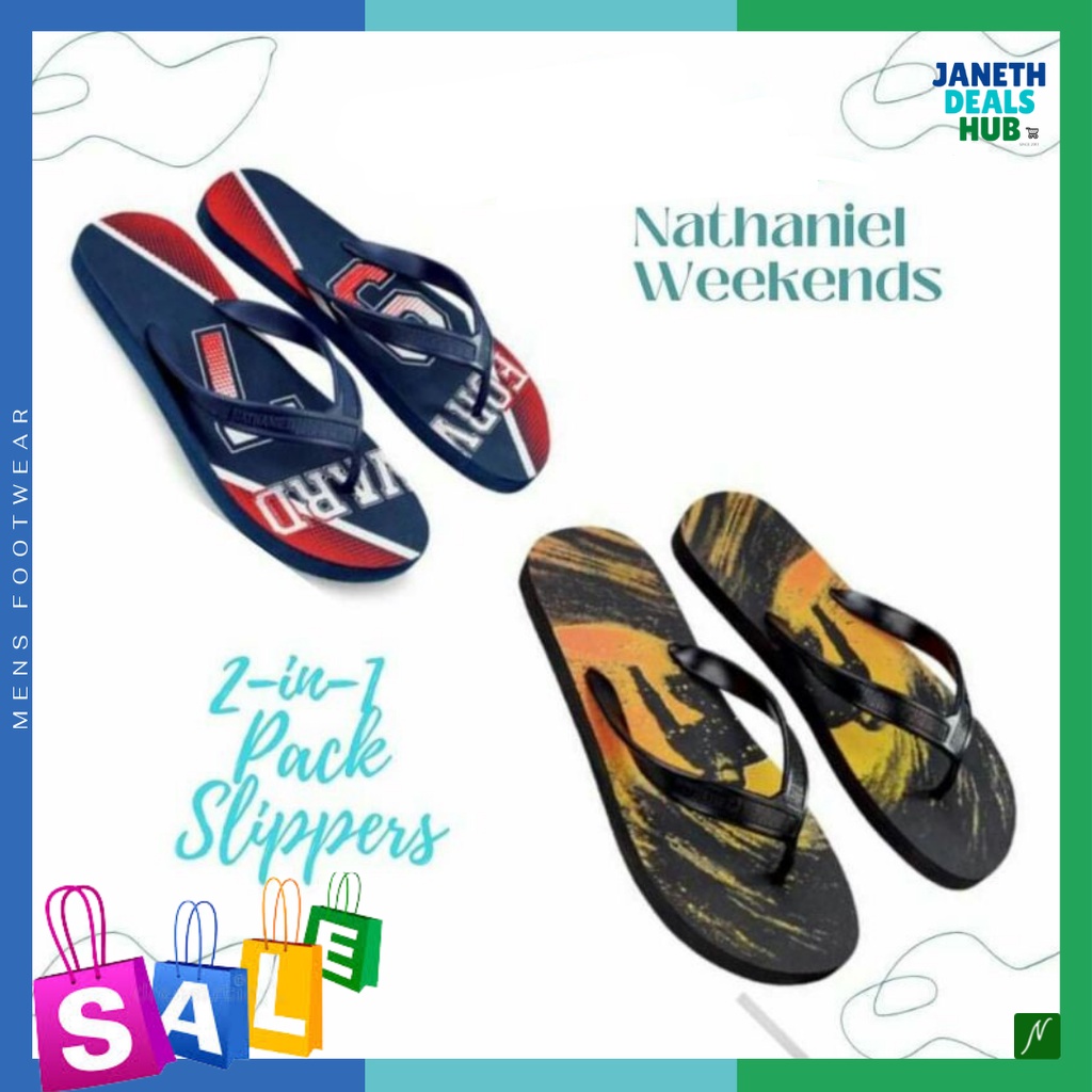 Natasha Nathaniel Weekends 2-in-1 Pack Men's Slippers (Hermic) | Shopee ...
