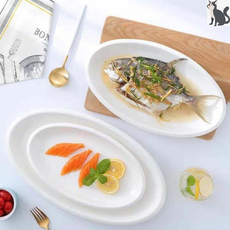 10.12.14 Fish Dish Extra Large Oval Thickened Ceramic Plate Simple ...