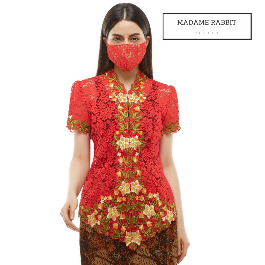 MERAH Madame RABBIT / Modern Kebaya / Red Kebaya with Fine Embroidery ...