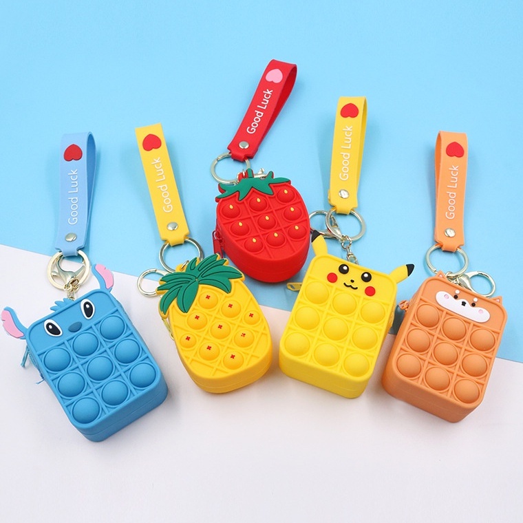 Pokemon Pikachu Fidget Toys Coin Purse Key Pendant Wallet bag Push ...