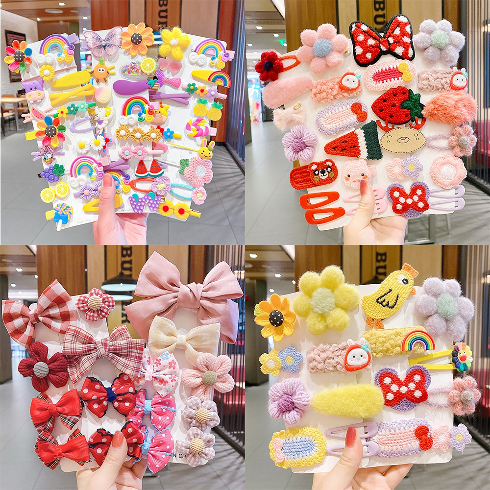 Cartoon Kids Hair Clip Set Fashion Flower Fruit Hairpin Girls Hair ...