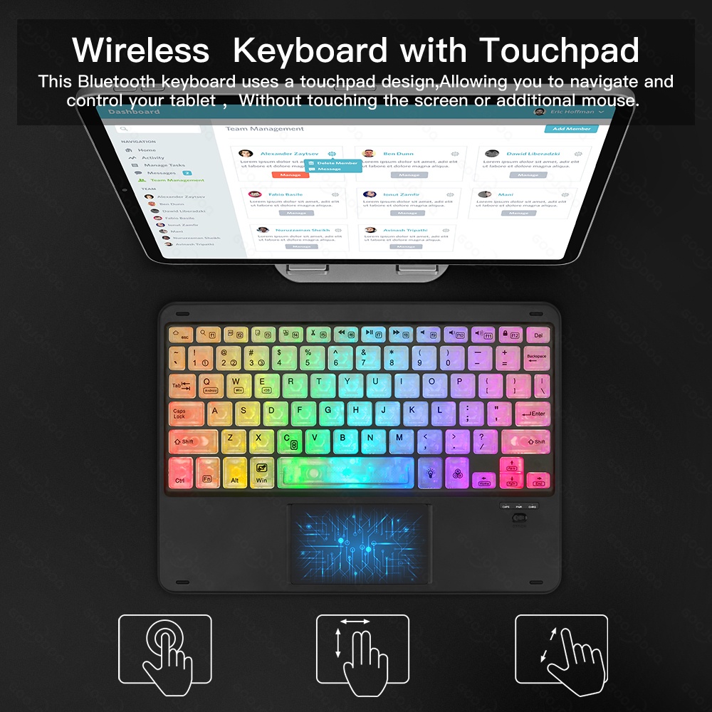 GOOJODOQ RGB Wireless Keyboard Rainbow Backlit Wireless Keyboard with ...