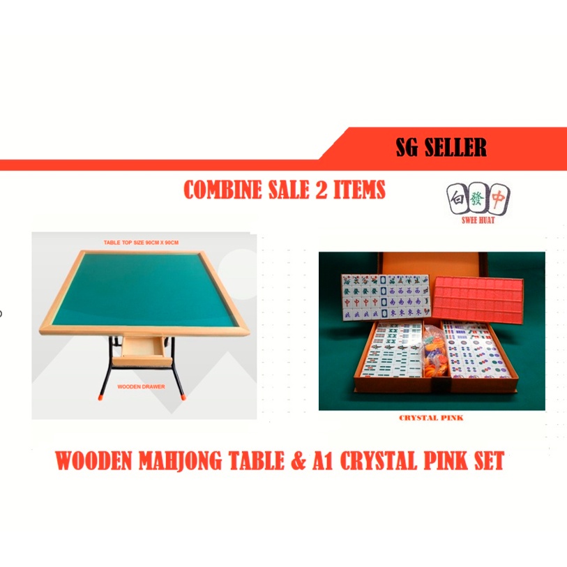 High Quality Wooden Mahjong Table & A1 Size 37mm Crystal Pink Mahjong ...