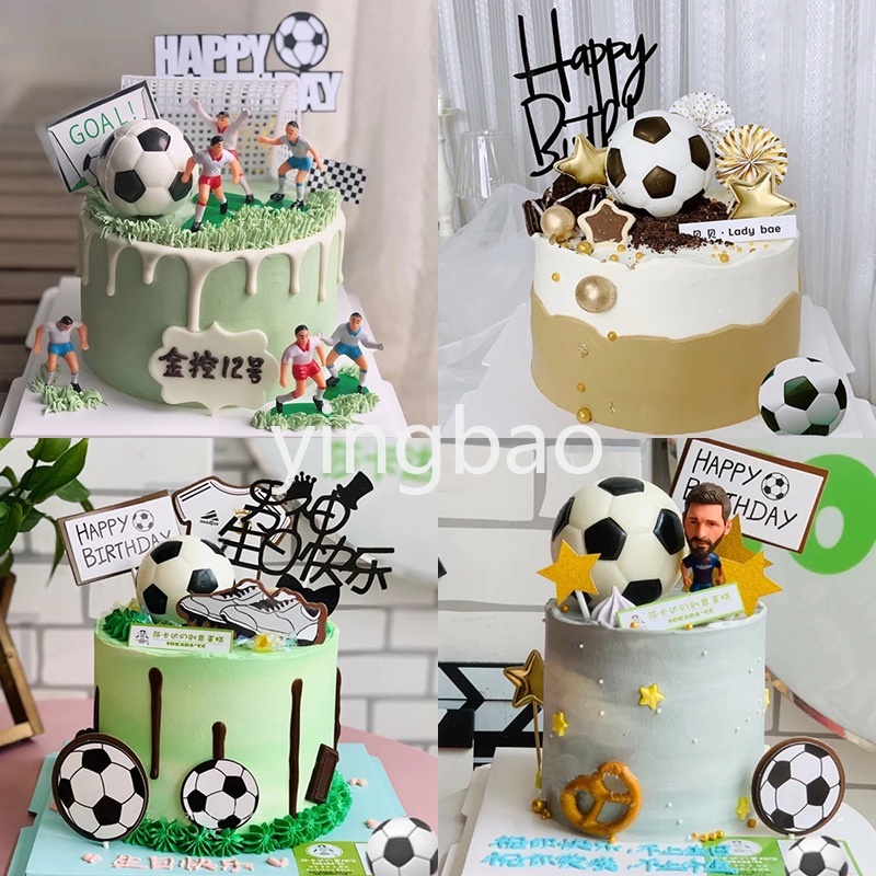 Football Theme Soccer Cake Topper Flags Happy Birthday Cake Toppers Boy ...