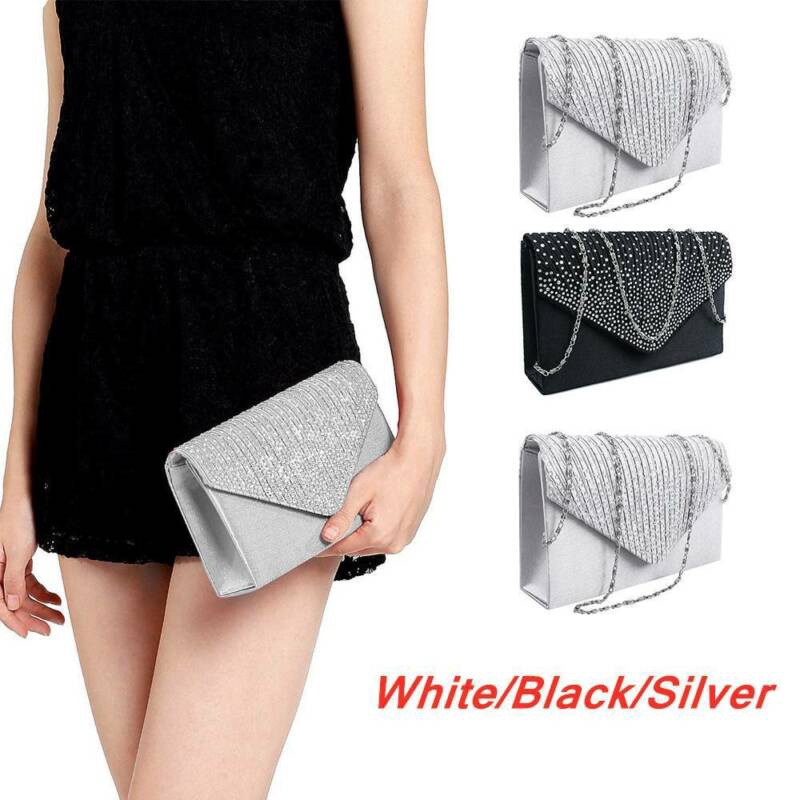 Women Evening Party Bag Banquet Satin Diamond Envelope Clutch Wallet ...