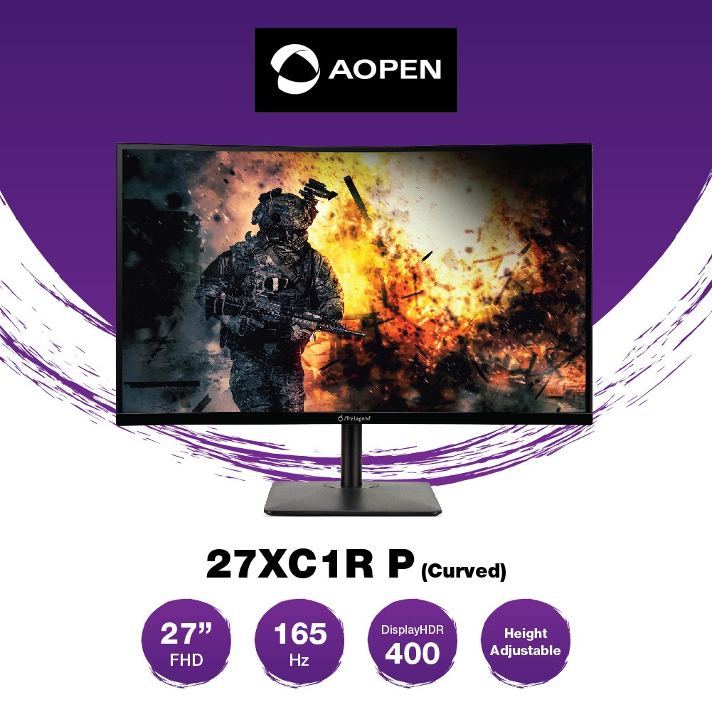AOPEN 27XC1R P 27-Inch FHD 165Hz 1ms Zero Frame Curved LCD (1500R ...