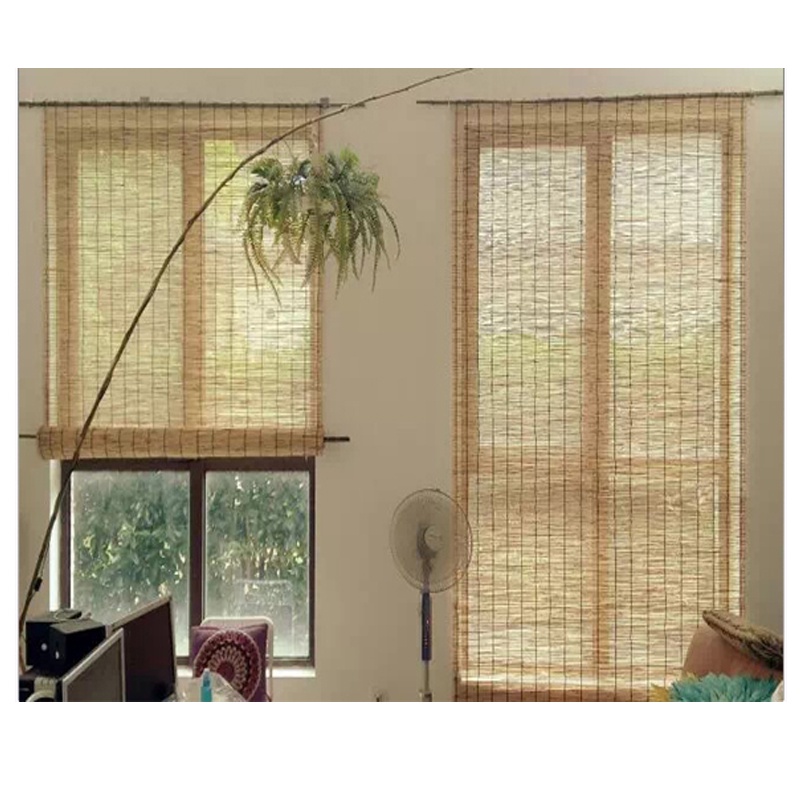 Enoughome Reed Curtain Decorative Straw Chinese Zen Bamboo Sunshade ...
