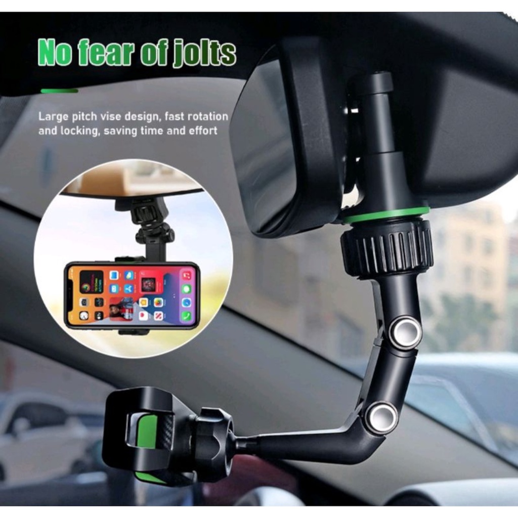 Car GPS Phone Holder on Interior Room Rear View Mirror 360 Rotatable ...