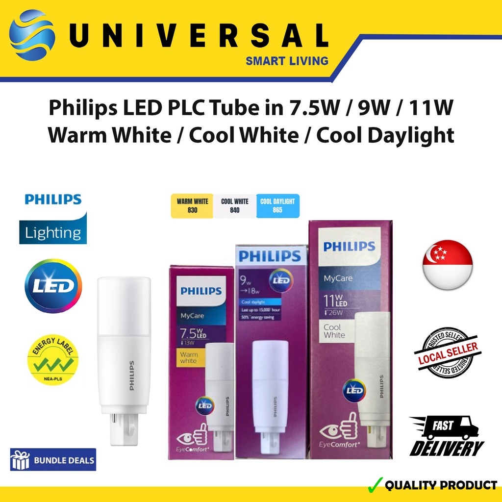 [SG SHOP SELLER] Philips PLC LED Tube 7.5W / 9W / 11W in ( Warm White ...