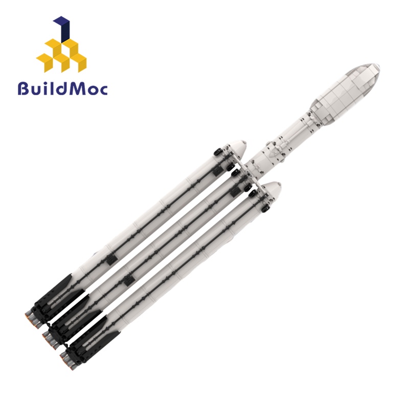 BuilMOC space Falcon Heavy Rocket building blocks toys for kids spaceX Model bricks 664PCS MOC ...