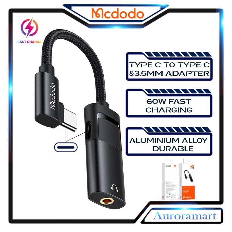 Mcdodo Type C Audio Adapter To Type C & 3.5mm Earfon Splitter Adaptor ...
