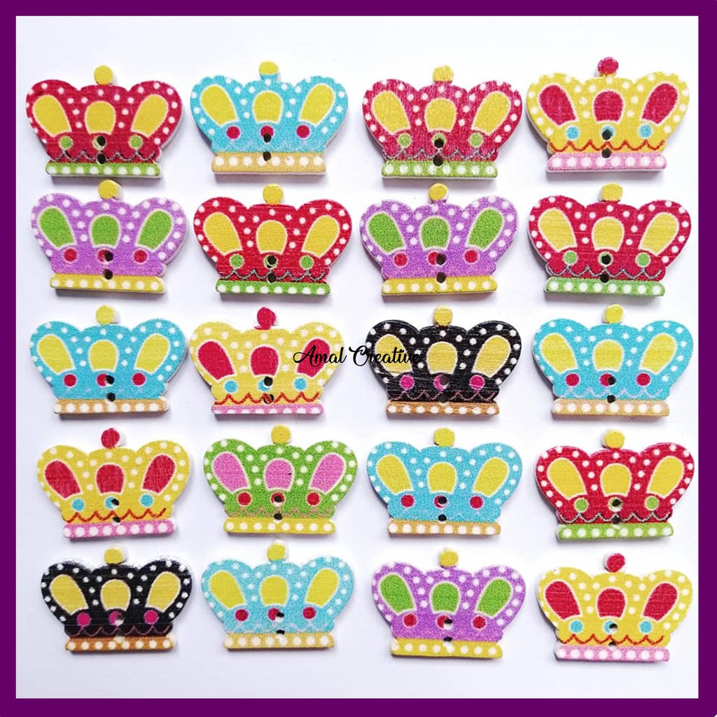 Crown Wooden Buttons | Butang Kraf Kayu Mahkota | Craft Buttons ...