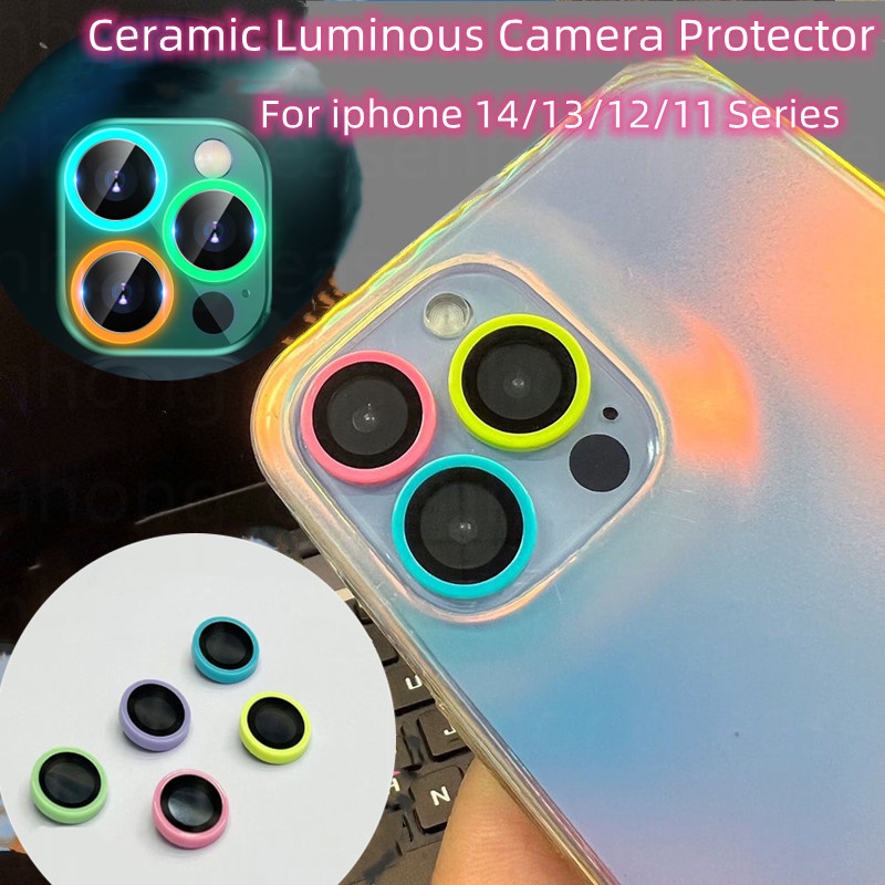 Luminous Camera Ceramics Ring Protector Film For iPhone 16 15 14 13 12 11 Pro Max Camera Lens ...