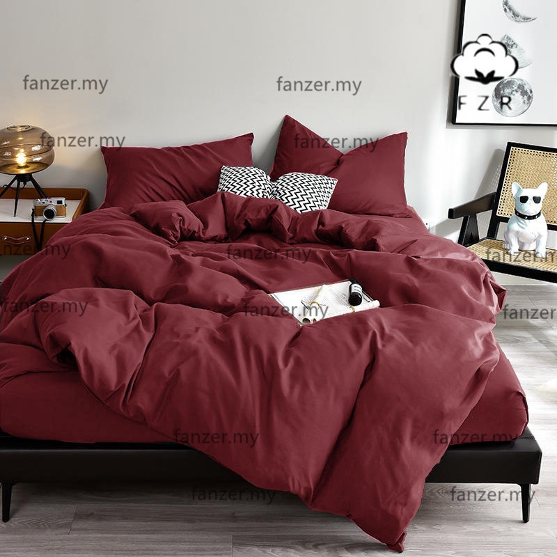 1pc Plain Quilt Cover Solid Color Duvet Covers Soft Fabric Single Queen ...