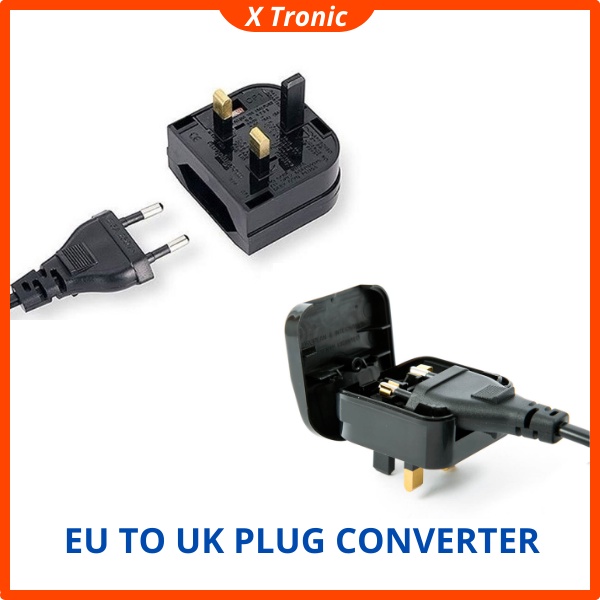 EU 2 Pin To UK 3 Pin Plug Converter Adapter | Shopee Singapore