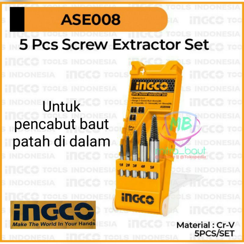 Ingco Broken Bolt Extractor Inner Screw Extractor | Shopee Singapore