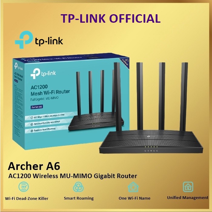 Tp-link Archer A6 AC1200 Wireless MU-MIMO Gigabit Tplink Router ...