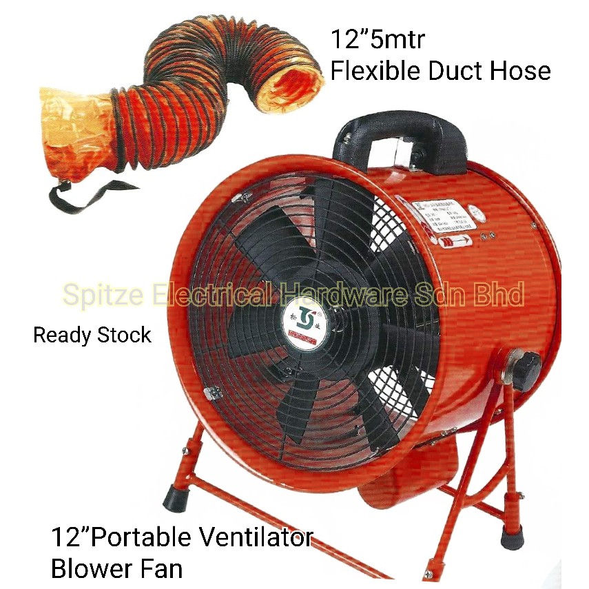 12 inch Portable VENTILATOR BLOWER TURBO FAN AXIAL Industrial , 5 MTR ...