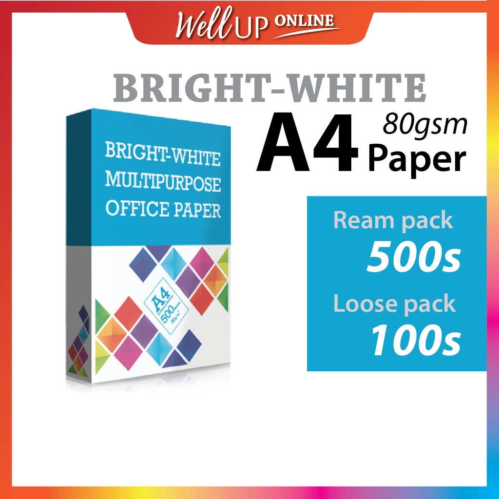 Bright-White 80gsm A4 Paper (500s)ream / (100s)loose | Shopee Singapore