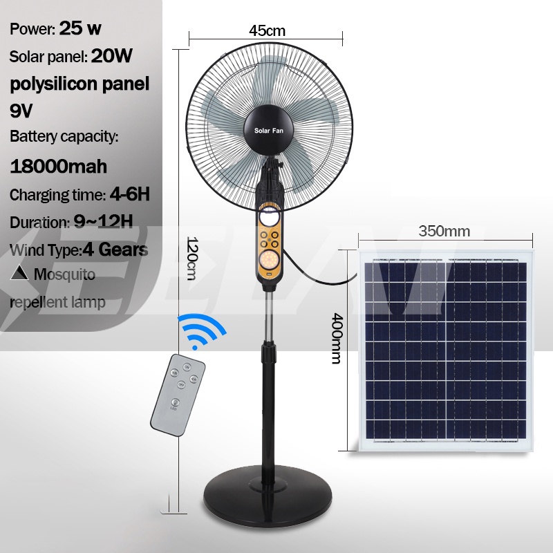 KEELAT KSL001 Solar Fan 16 Inch Stand Outdoor Solar DC Fan Portable USB ...