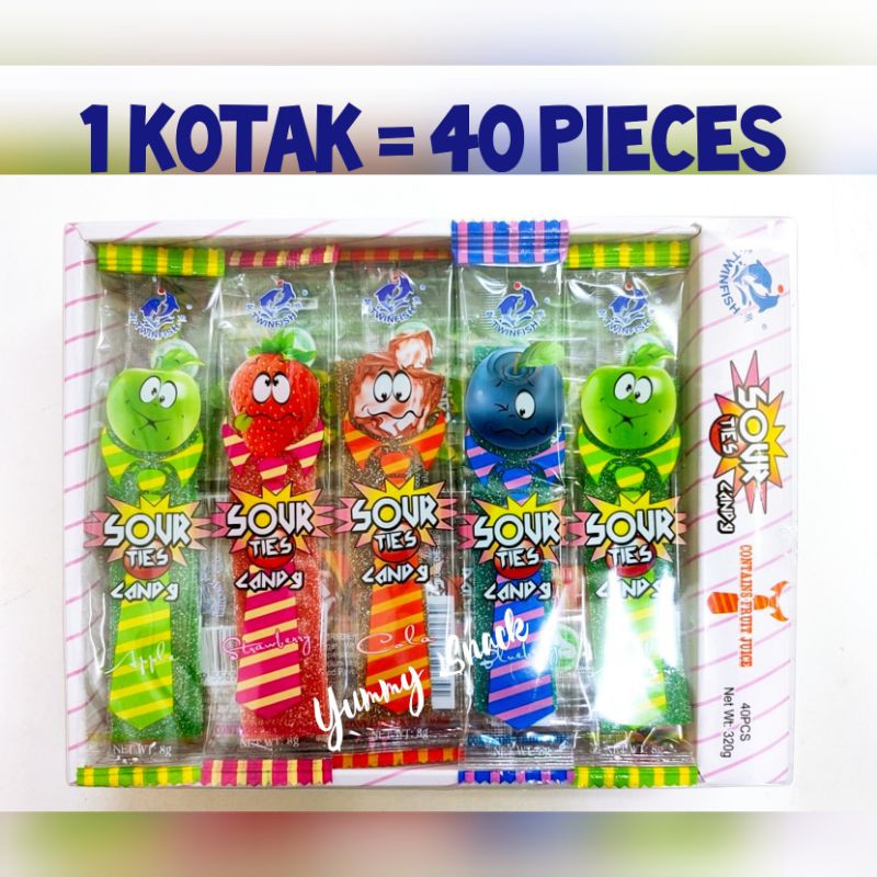 40s Sour Ties Candy 4 Fruit Flavour Sour Belt Chewy Candy | Shopee ...