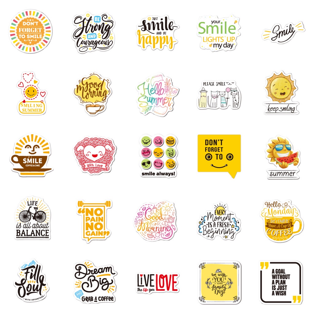 [SG]50/100/200pcs Inspiring quotes Sweet Encouraging Words Sticker PVC ...
