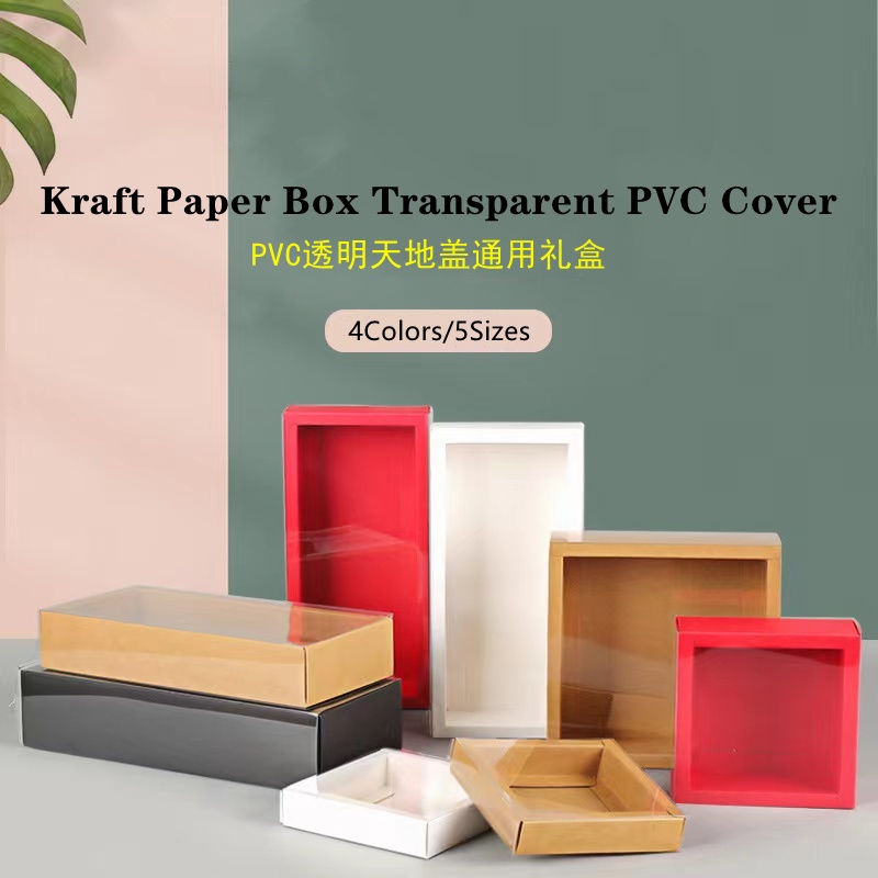 10pcs/lot Kraft Paper Box With Transparent PVC Cover Gift Box Cartons ...