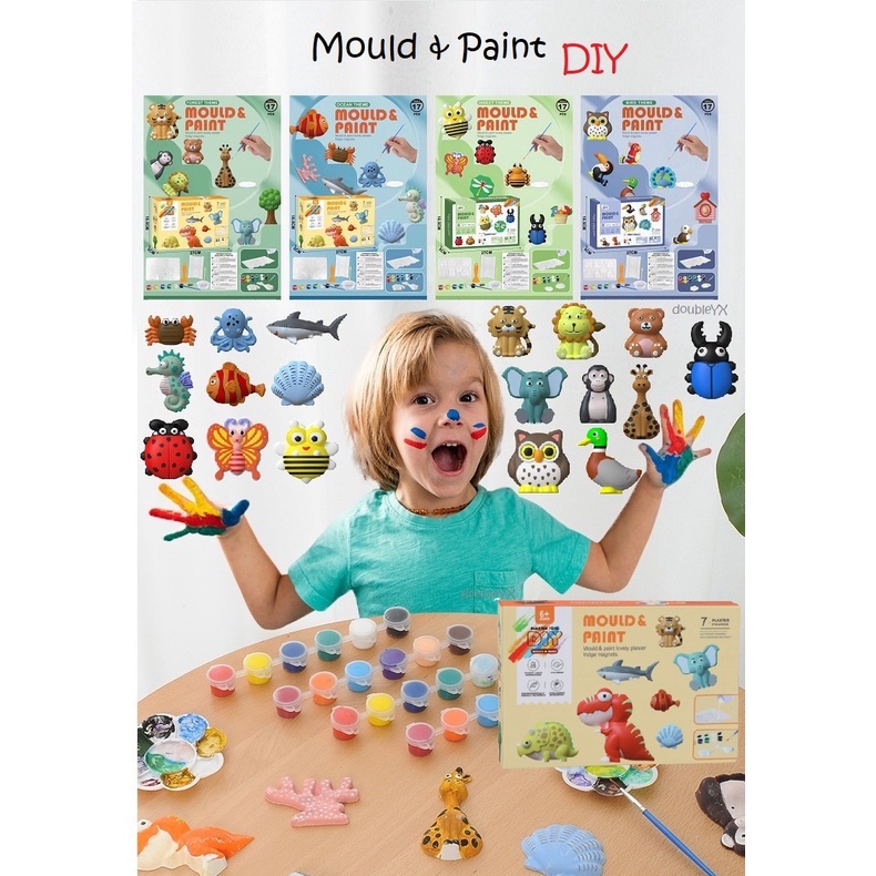 7 designs in 1 Mould & Paint Set – Kids Coloring DIY - Gypsum 3D Mould ...