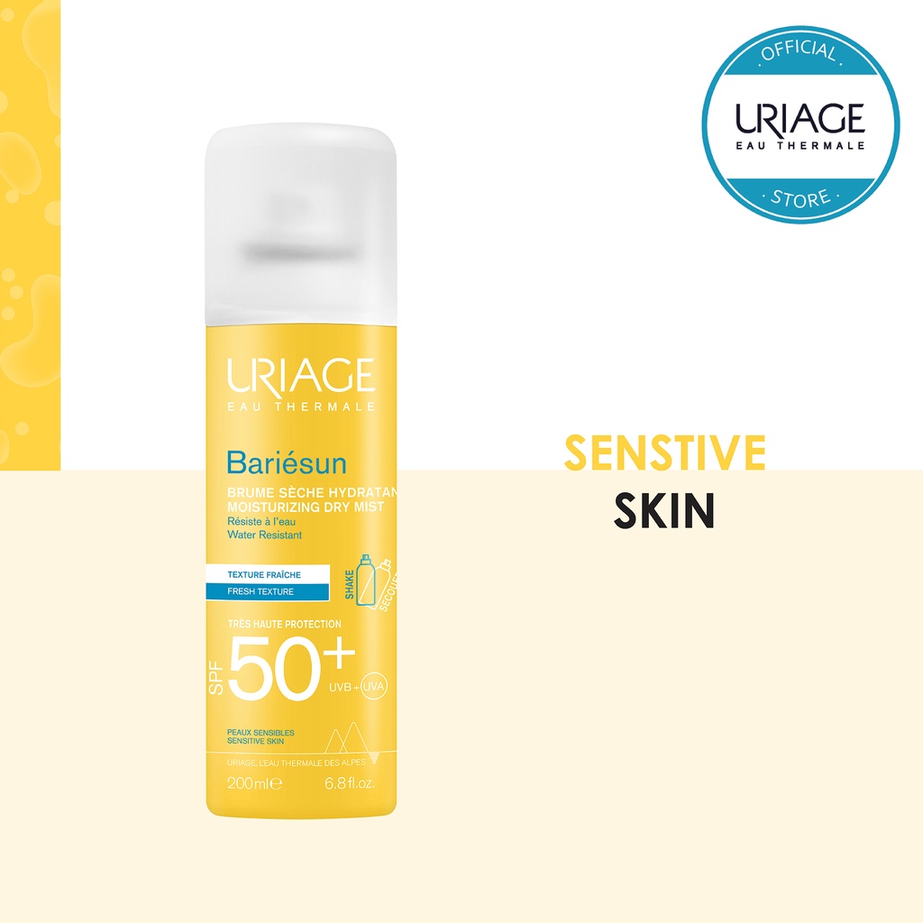 Uriage Bariesun Dry Mist SPF50+ 200ml Protects Against UV Rays, Very High Protection for All ...