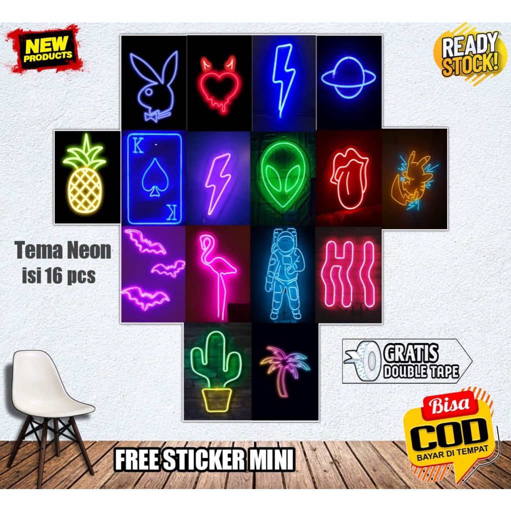 Neon Theme Aesthetic Wall Poster 1 Pack Of 16pcs HD Images | Aesthetic ...