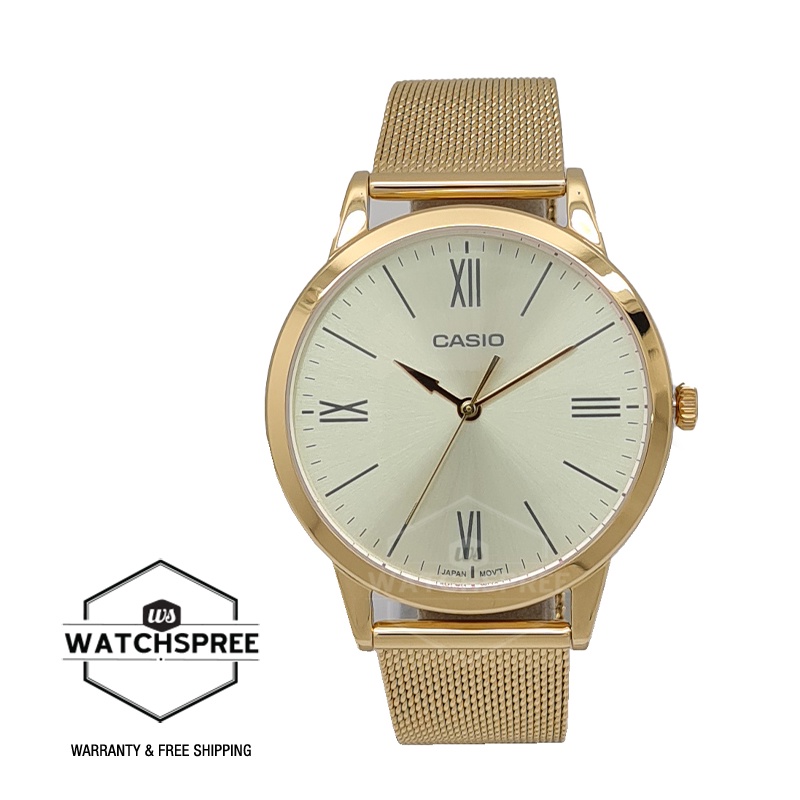 Casio Men's Analog Gold Ion Plated Stainless Steel Mesh Band Watch ...