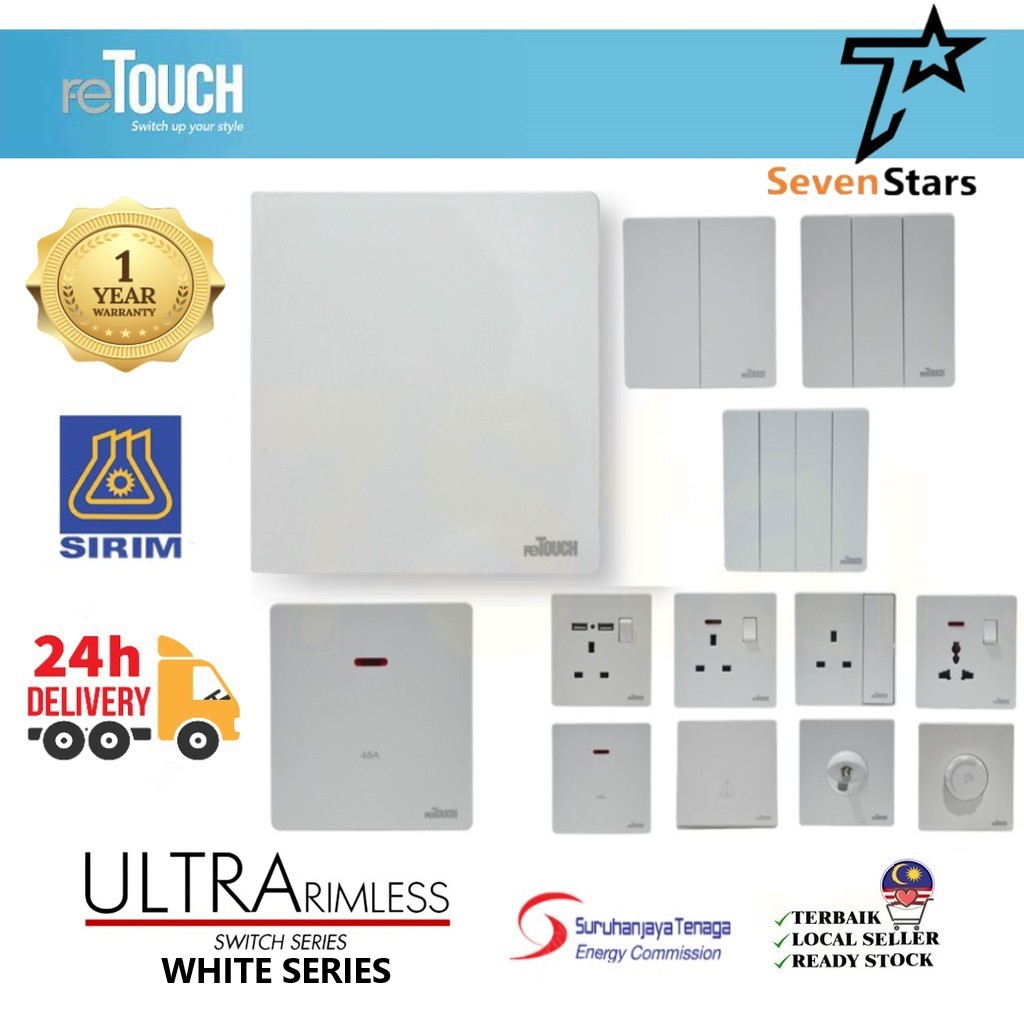 [SIRIM] Retouch Ultra Rimless Socket and Wall Switch Slim Modern Switch ...