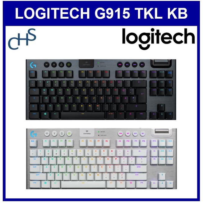 Logitech G915 TKL Tenkeyless Gaming Wireless Lightspeed RGB Mechanical ...