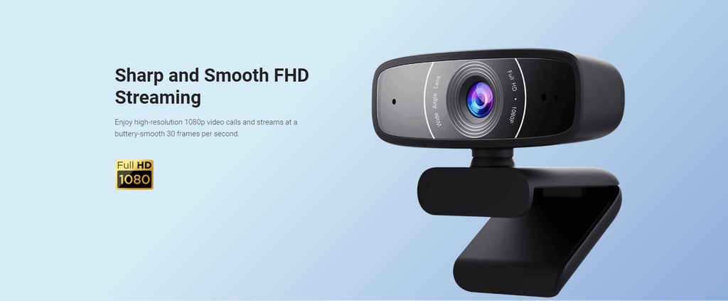 ASUS Webcam C3 USB camera w 1080p 30 fps recording, beamforming ...