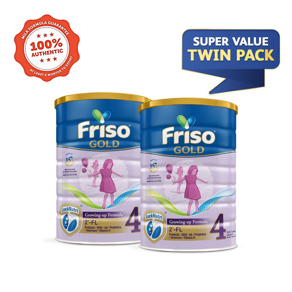 [Twin Pack] Friso Gold 4 Growing Up Milk with 2'-FL 1.8kg for Toddler 3 ...