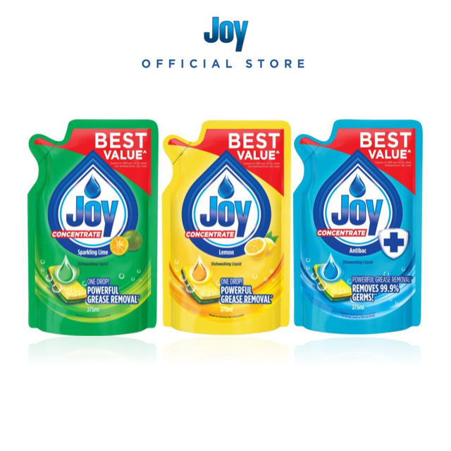 Joy Concentrate Dishwashing Liquid Refill Assorted (375ml) | Shopee ...