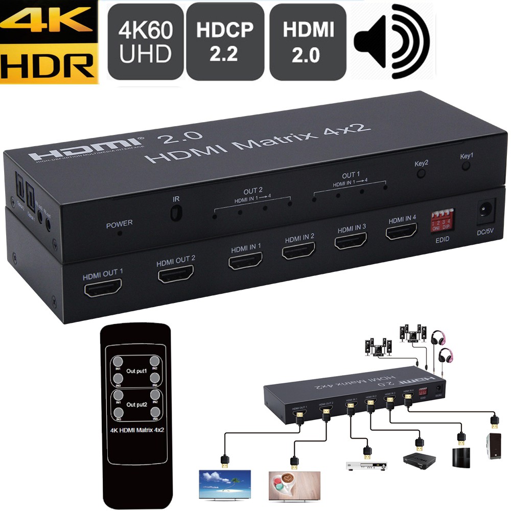 【Ready to ship】4K x 2K 4x2 HDMI Matrix Switch 4 in 2 Out Matrix HDMI ...