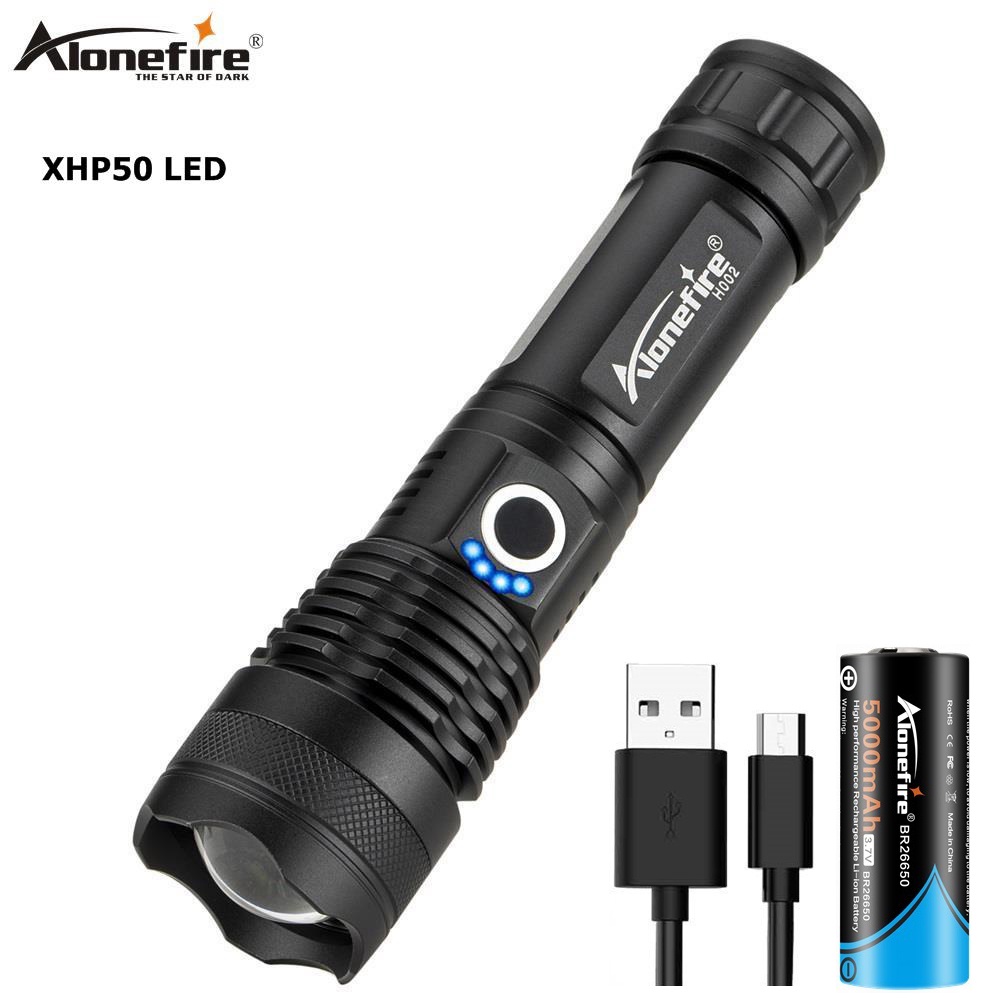 Alonefire H002 XHP50 Strongest LED Flashlight USB Zoom Rechargeable ...
