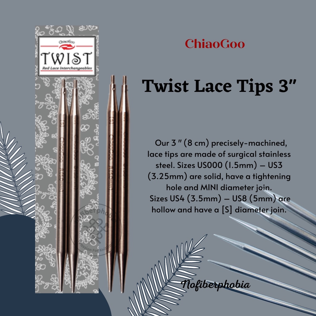 ChiaoGoo Twist Lace IC Tips 3" Knitting Needles (8 cm) | Shopee Singapore